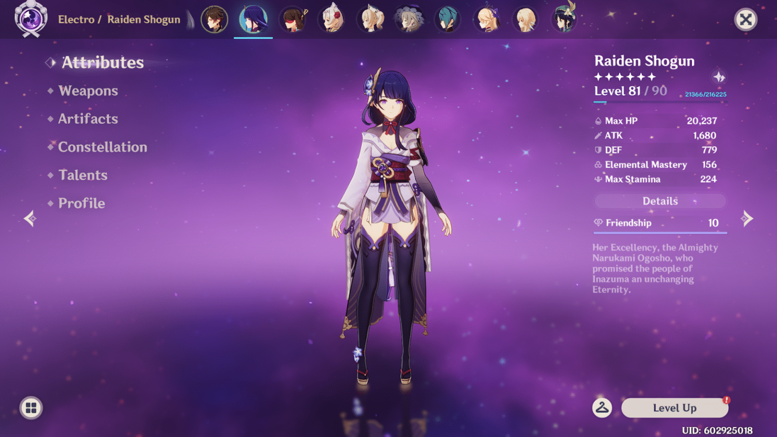 Genshin Impact Raiden Shogun Build, Weapons and Artifacts