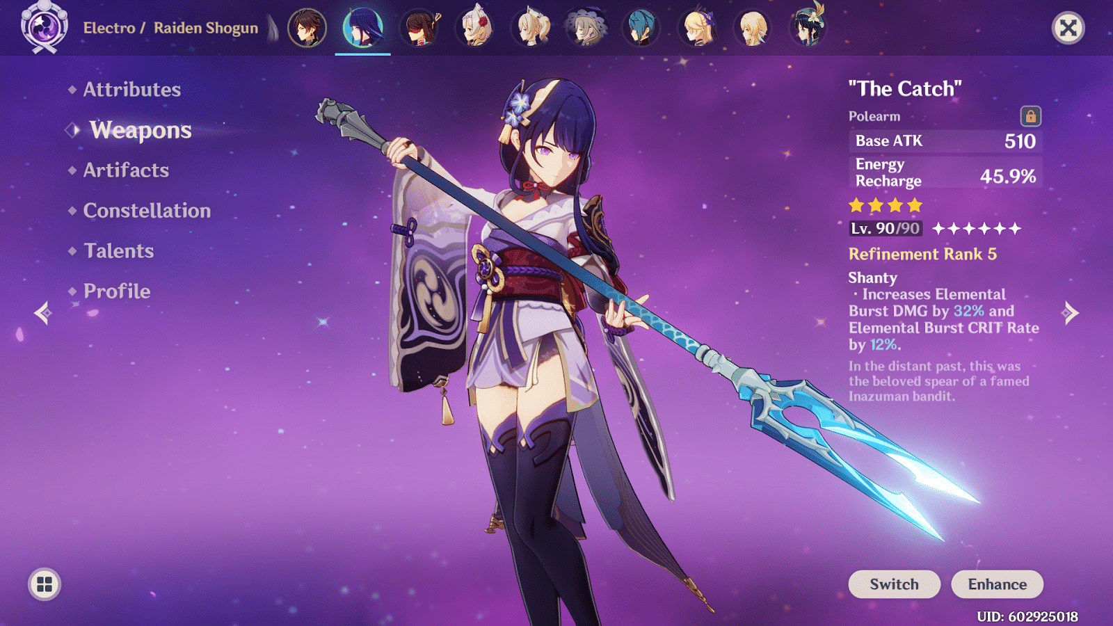 Genshin Impact Raiden Shogun Build, Weapons and Artifacts