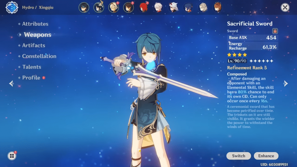 Genshin Impact: Best Xingqiu Sub-DPS Build