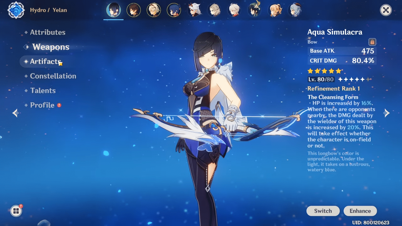 Genshin Impact: Best Yelan Sub-DPS Build