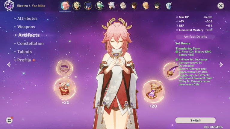 Genshin Impact: Best Yae Miko Sub-DPS Build