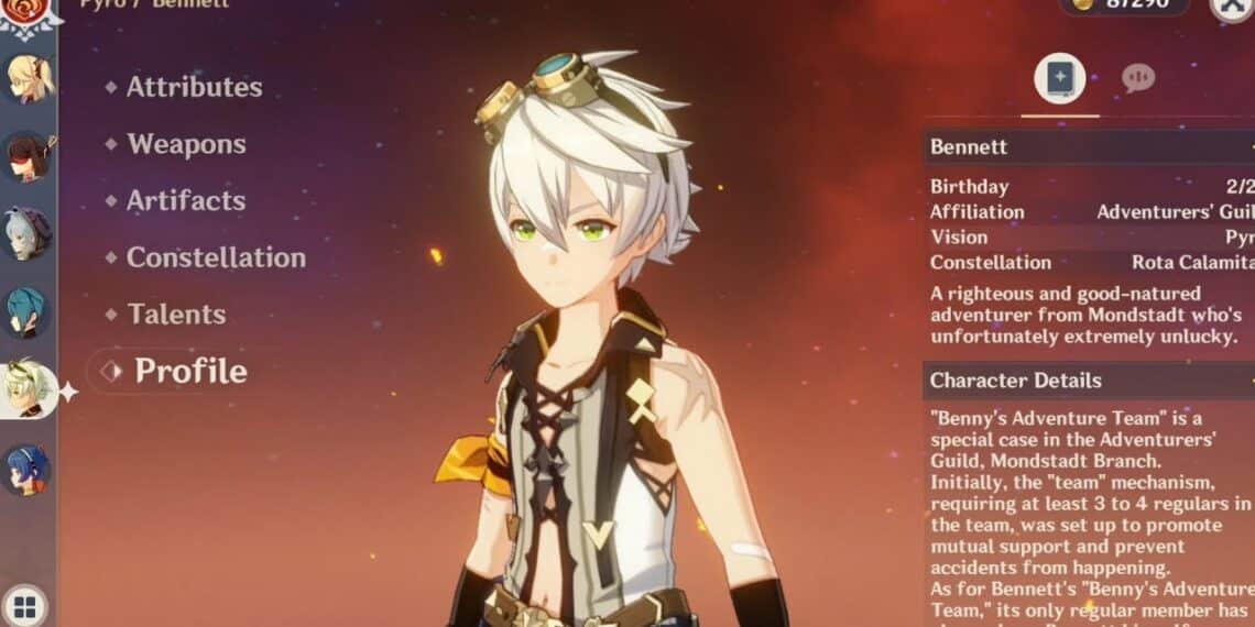 Genshin Impact: Best Bennett Support Build