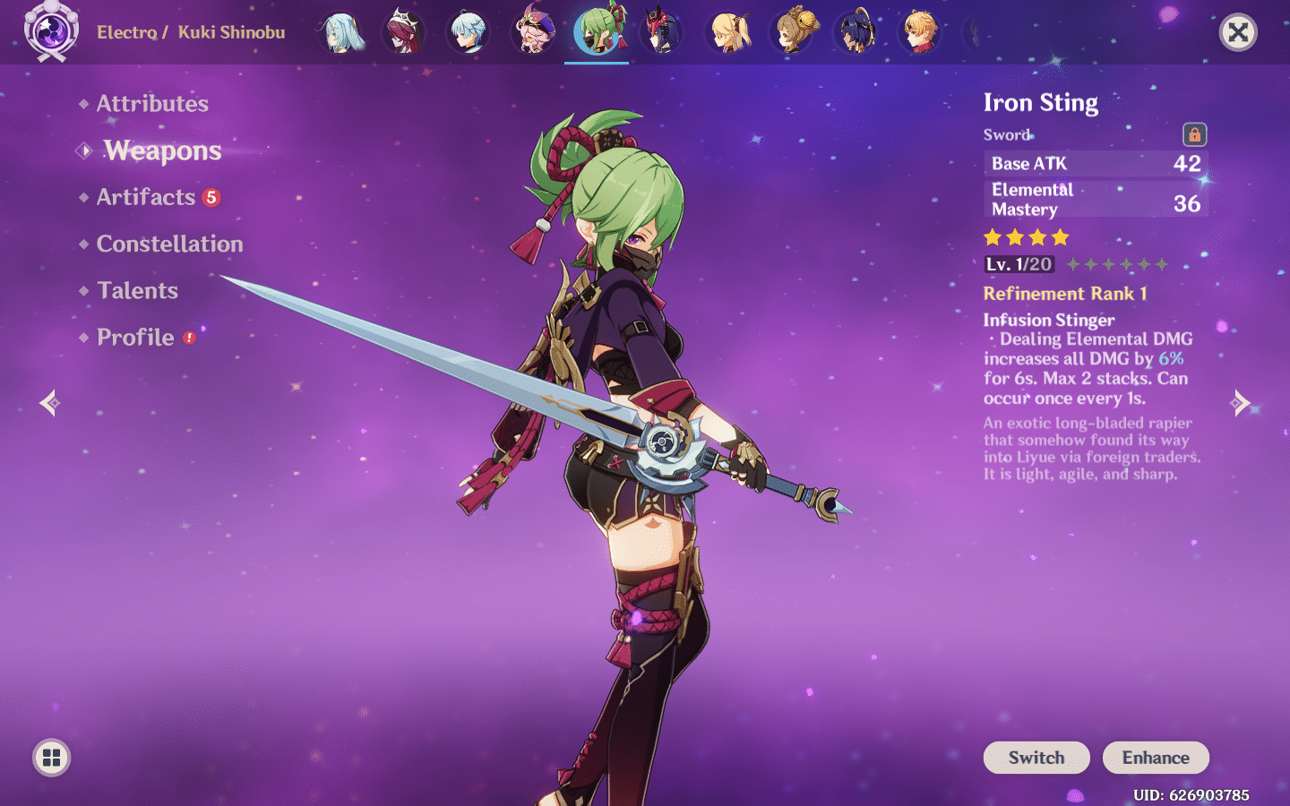 Genshin Impact: Best Kuki Shinobu Sub-DPS Build