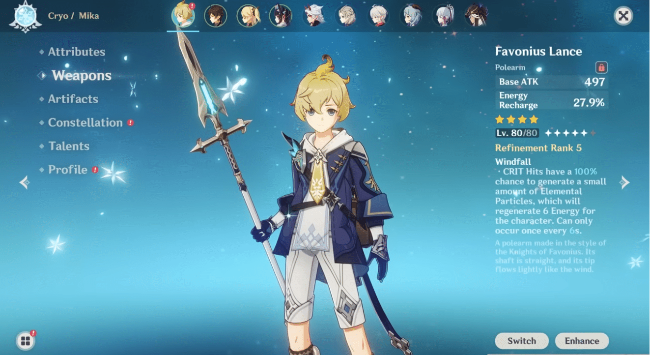 Genshin Impact Best Mika Support Build