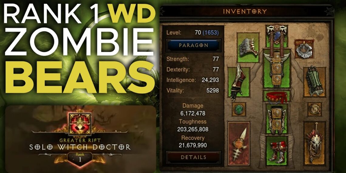 wudijo: Diablo 3 - Season 30 GR150 Rank 1 HC WD Zombie Bears