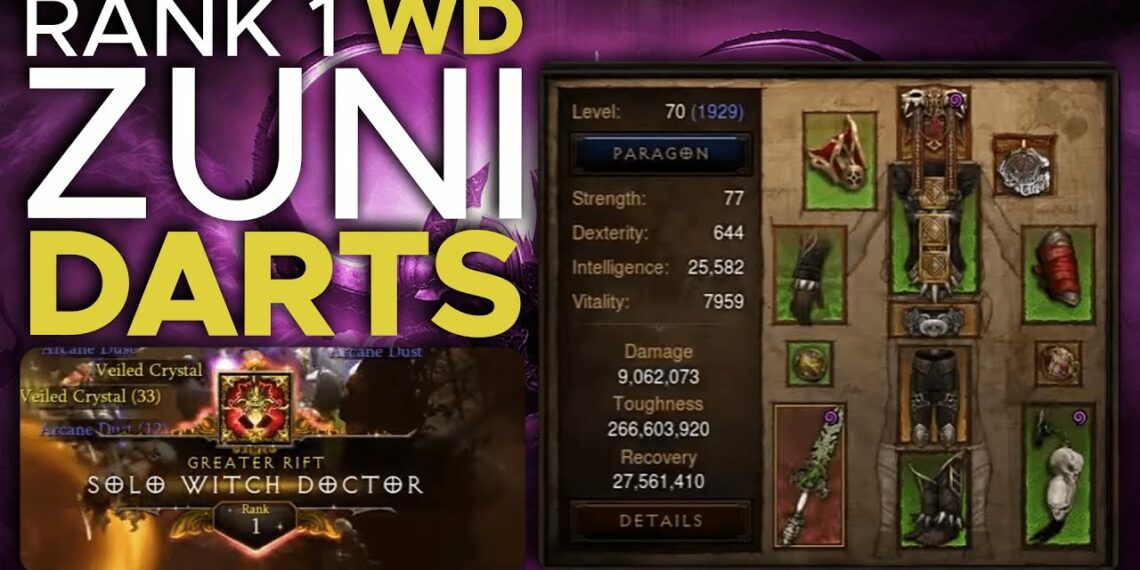 wudijo: Diablo 3 - Season 30 GR150 Rank 1 HC WD Zuni Darts